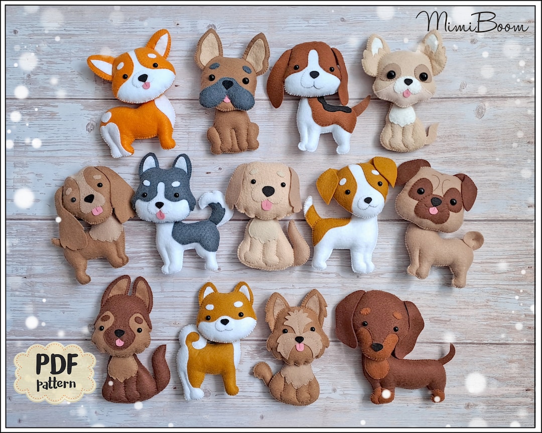 Felt Pattern Dog Sewing Pattern Dog PDF Pattern Dog Christmas Ornaments ...