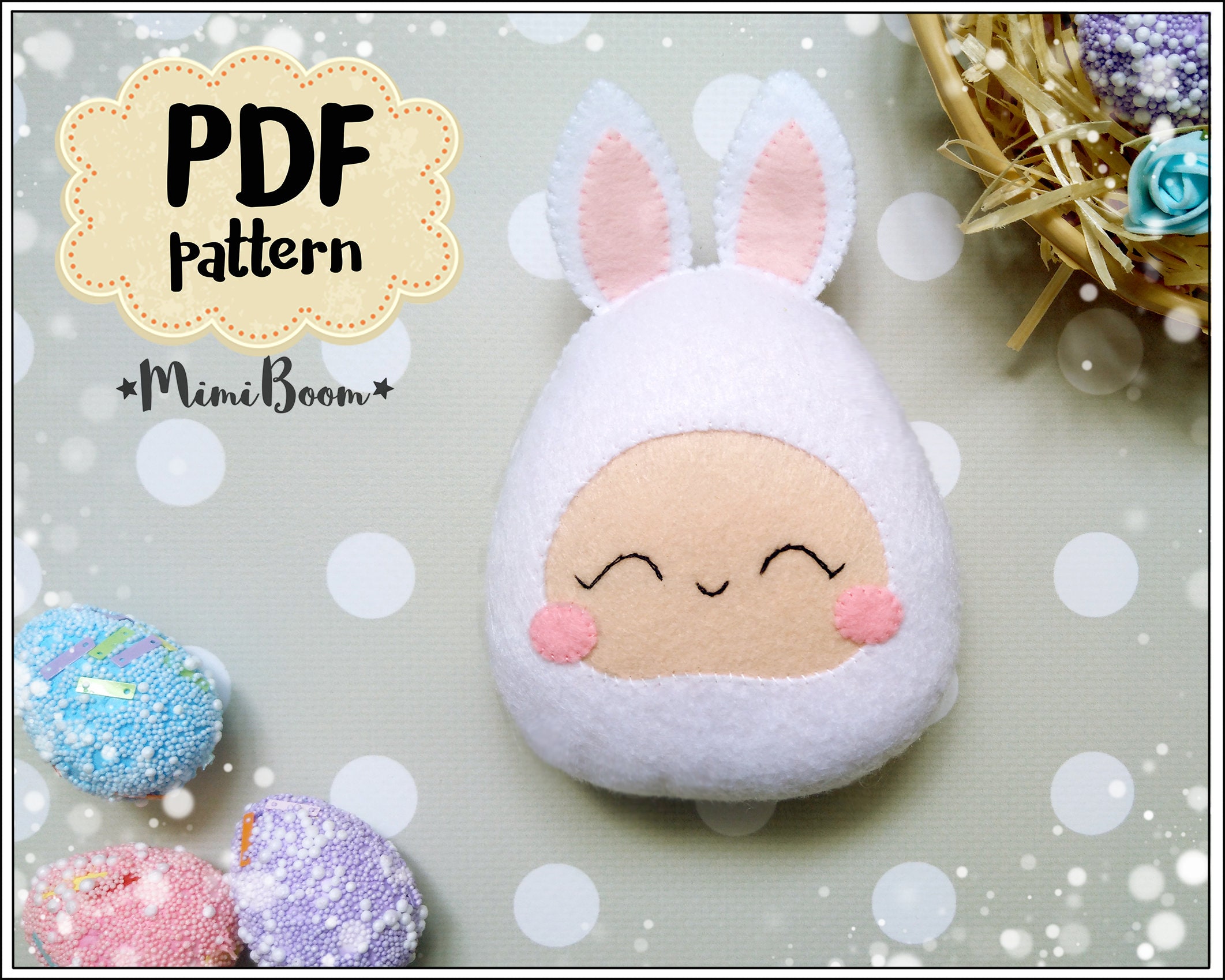 Easter Egg in a Bunny Costume Pattern Cute Easter Egg PDF Pattern ...
