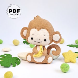 Felt Pattern Monkey - PDF Pattern Monkey - Felt Monkey Pattern - Pattern Jungle Animals ...