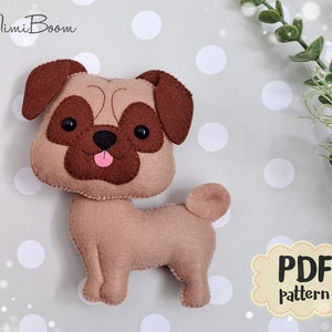 Pug Pattern Felt PDF Dogs Sewing Pattern Pugs Ornament DIY Dog Pattern ...