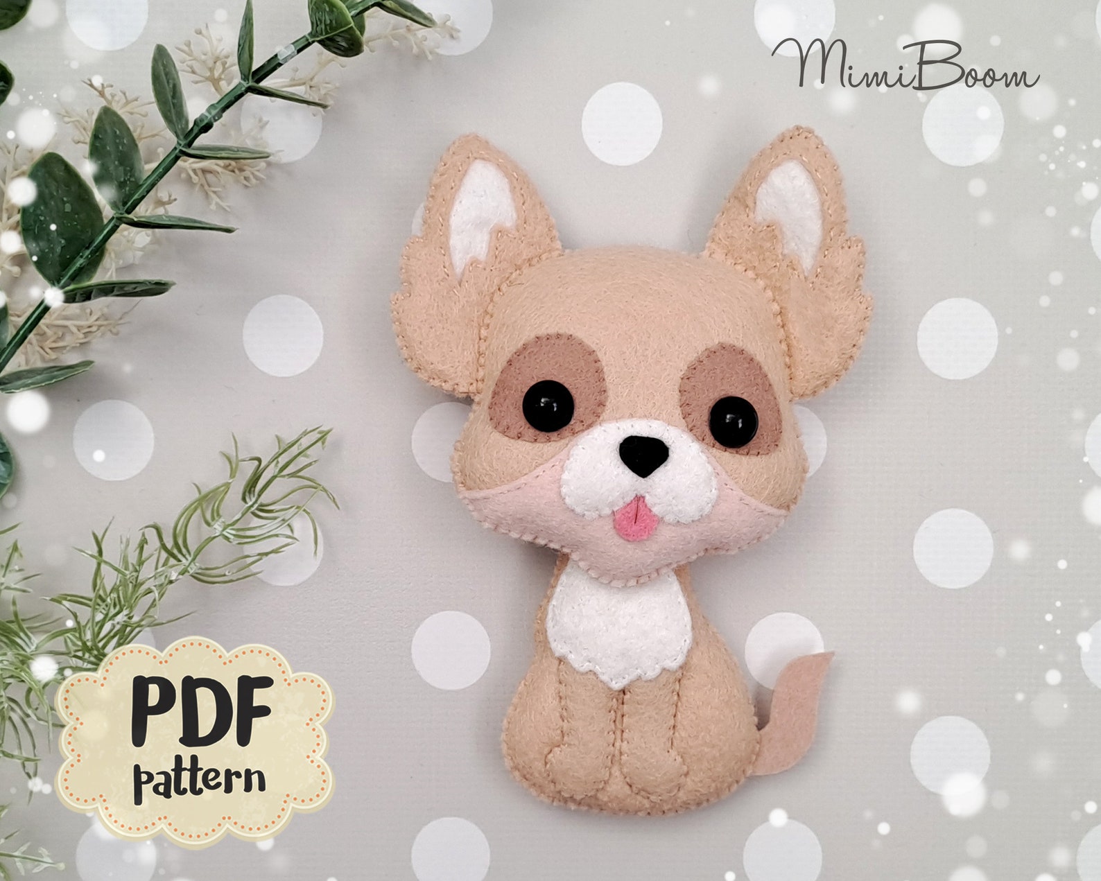 Felt Pattern Dog Sewing Pattern Dog PDF Pattern Dog Christmas Ornaments ...
