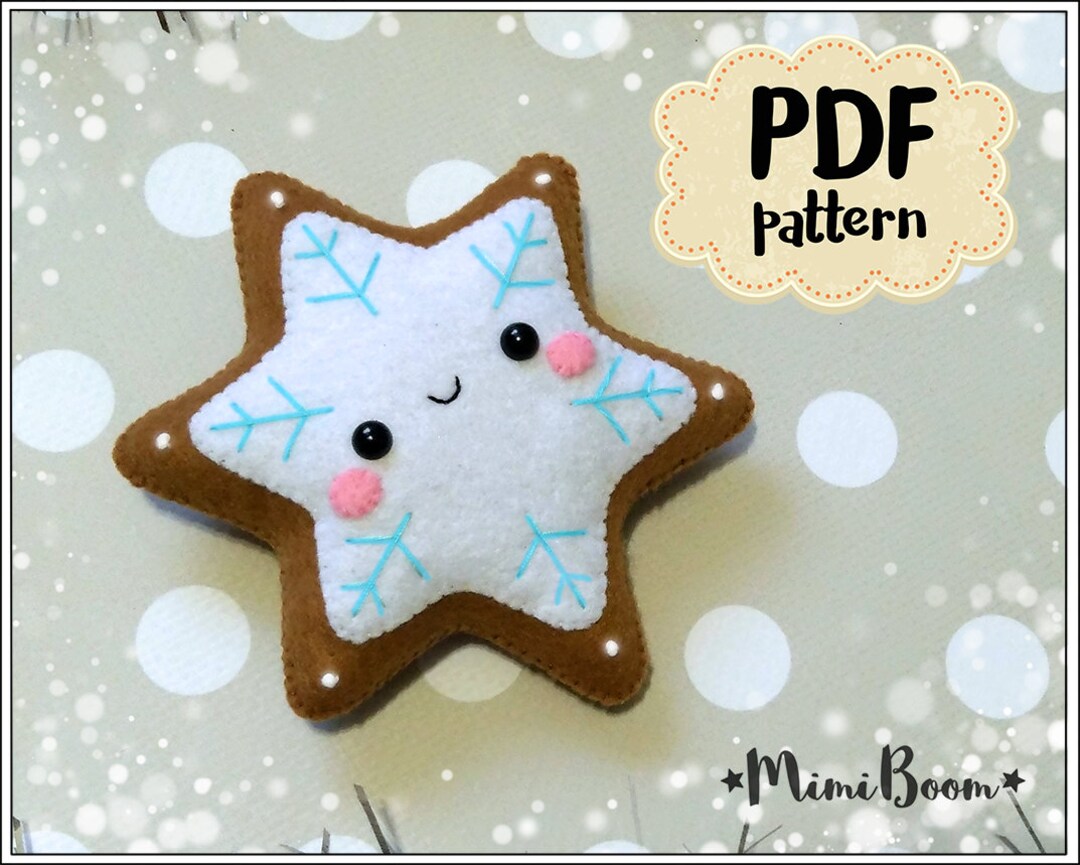 Gingerbread Snowflake Felt Pattern Christmas Pattern Felt Gingerbread ...