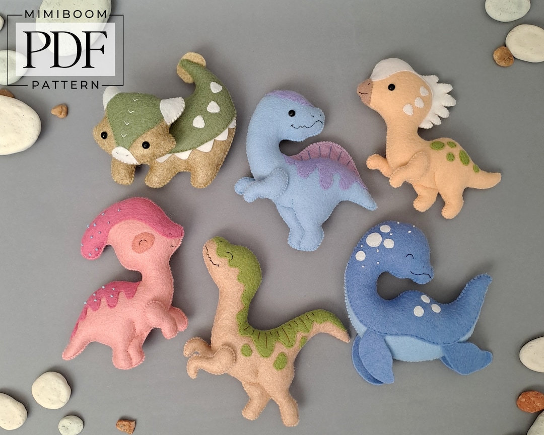 Set of 6 Sewing Pattern Dinosaur PDF Felt Pattern Dino Sewing Pattern ...