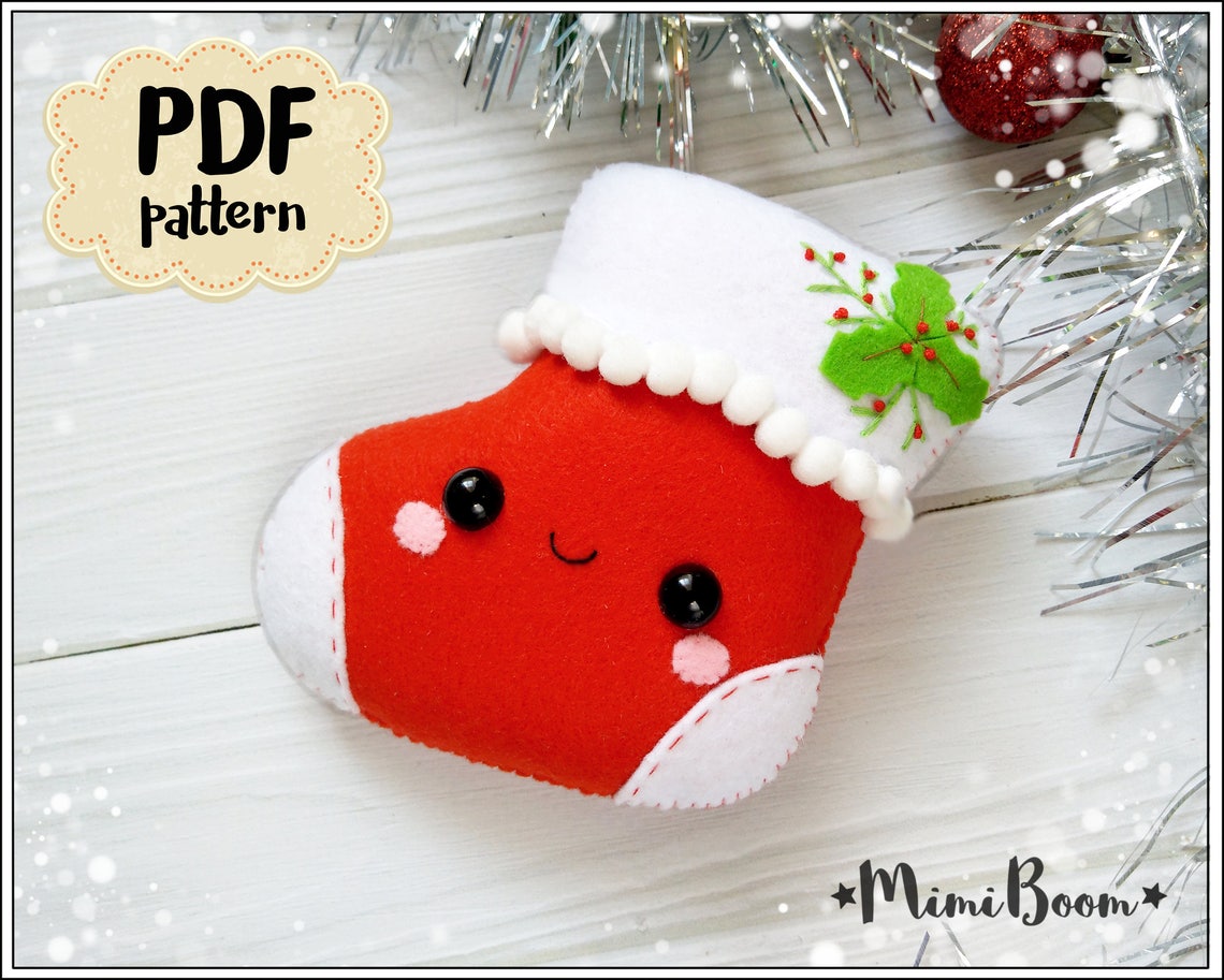 Christmas Stocking Felt Pattern Christmas Patterns Felt Stocking PDF ...