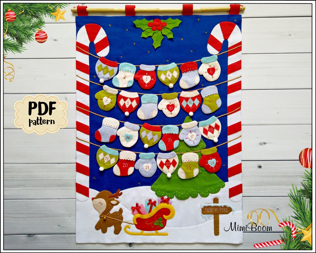 Felt Advent Calendar Pattern Christmas Calendar Pattern Christmas ...
