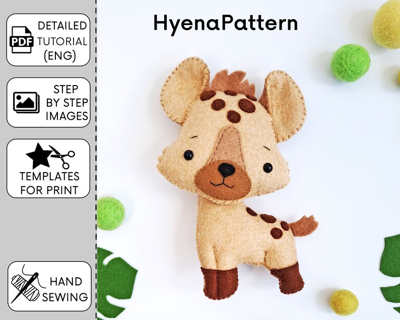 Hyena Pattern PDF - Felt Pattern Hyena - Felt Pattern African Animals ...