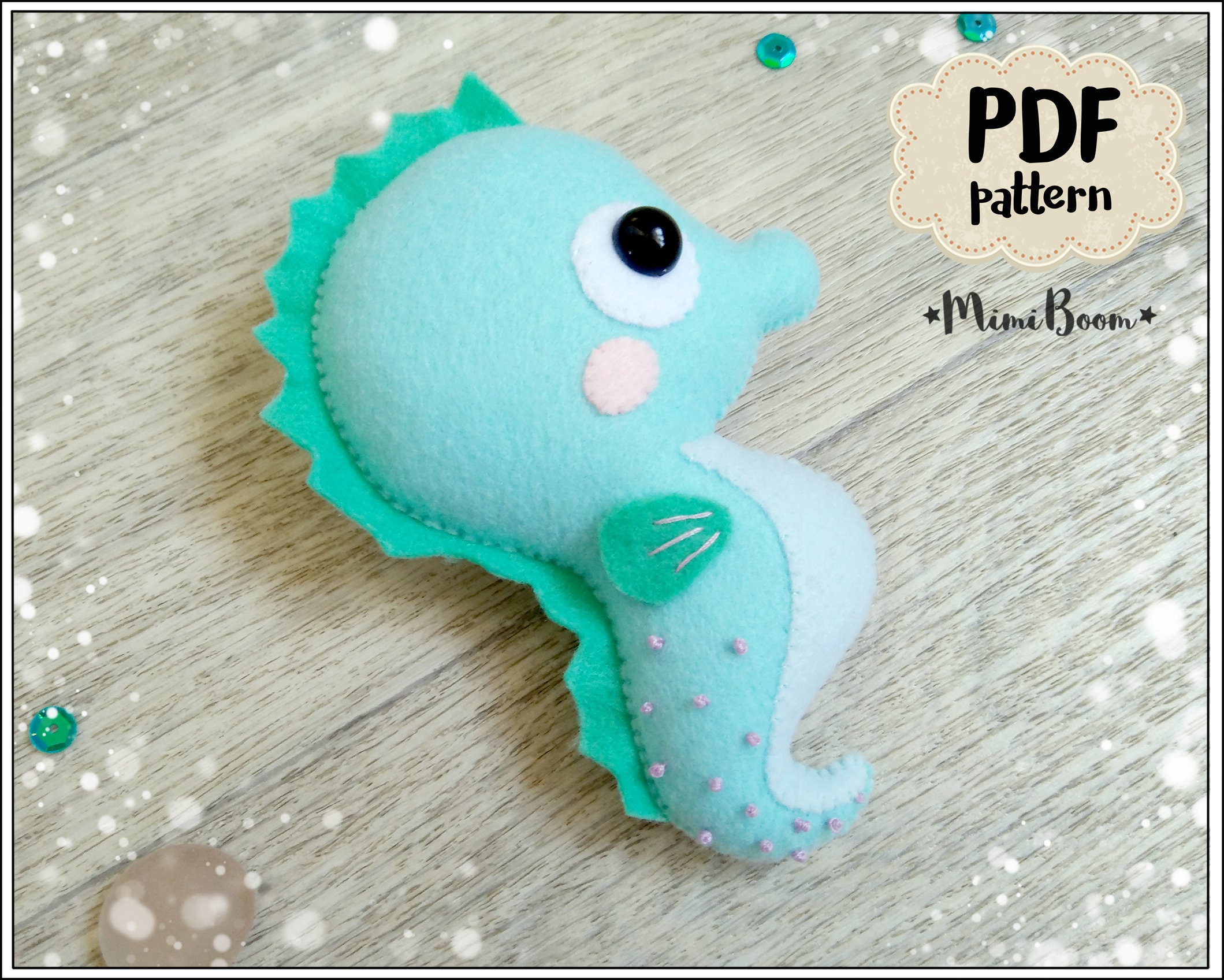 Cute seahorse ornament pattern Felt pattern seahorse PDF Ocean | Etsy