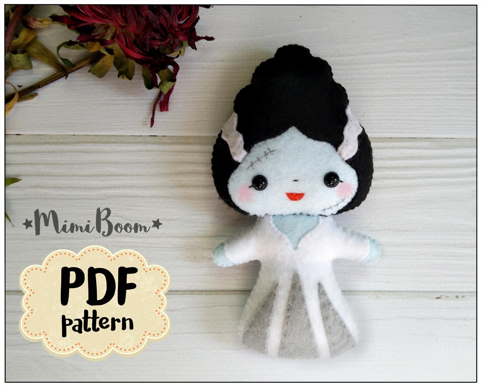 The Bride of Frankenstein Pattern Halloween Bride Pattern Felt - Etsy