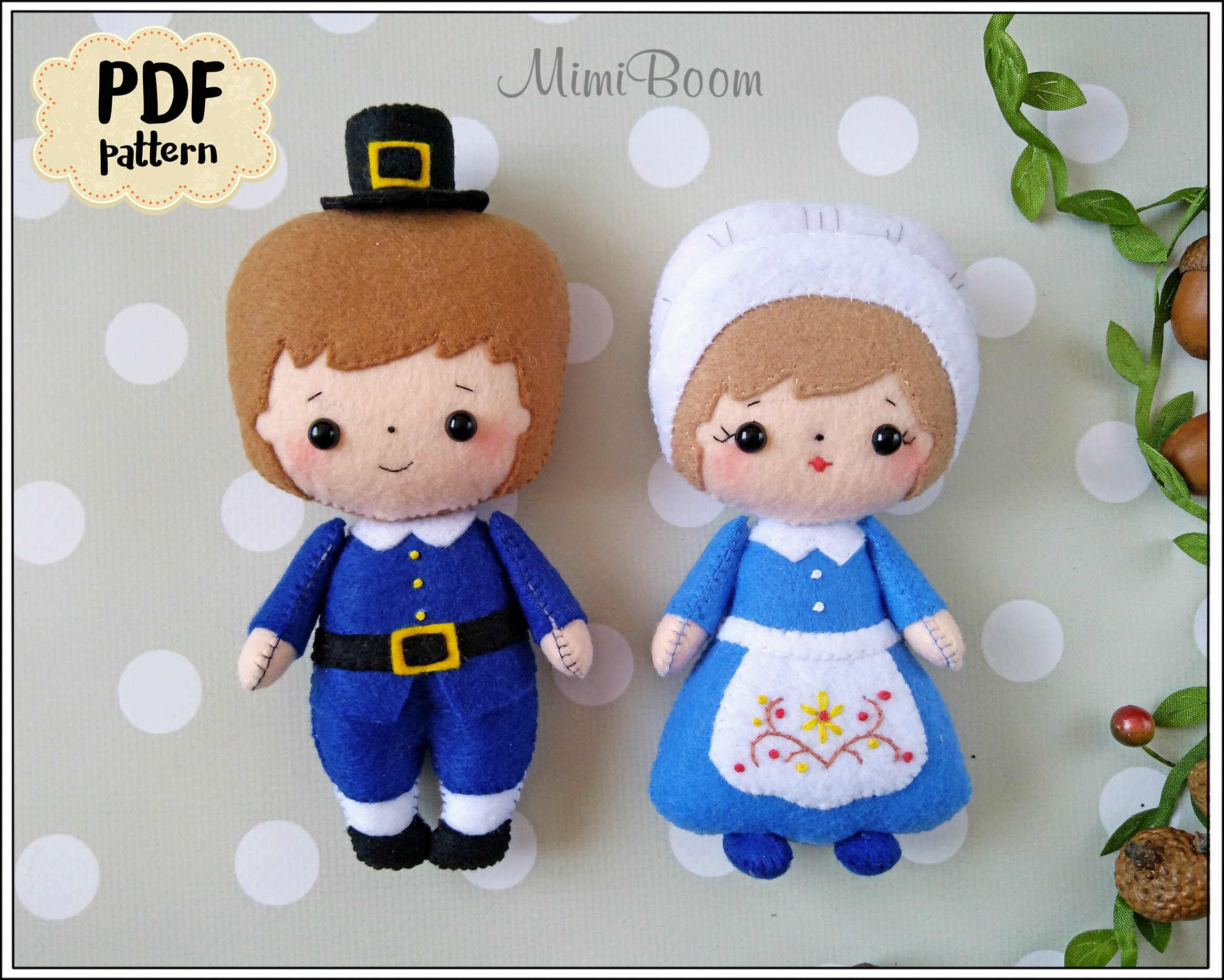 Thanksgiving Pattern Felt Pilgrim Pattern Thanksgiving Pilgrim - Etsy