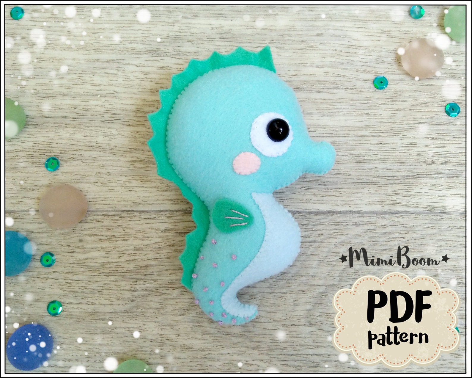Cute Seahorse Ornament Pattern Felt Pattern Seahorse PDF Ocean - Etsy