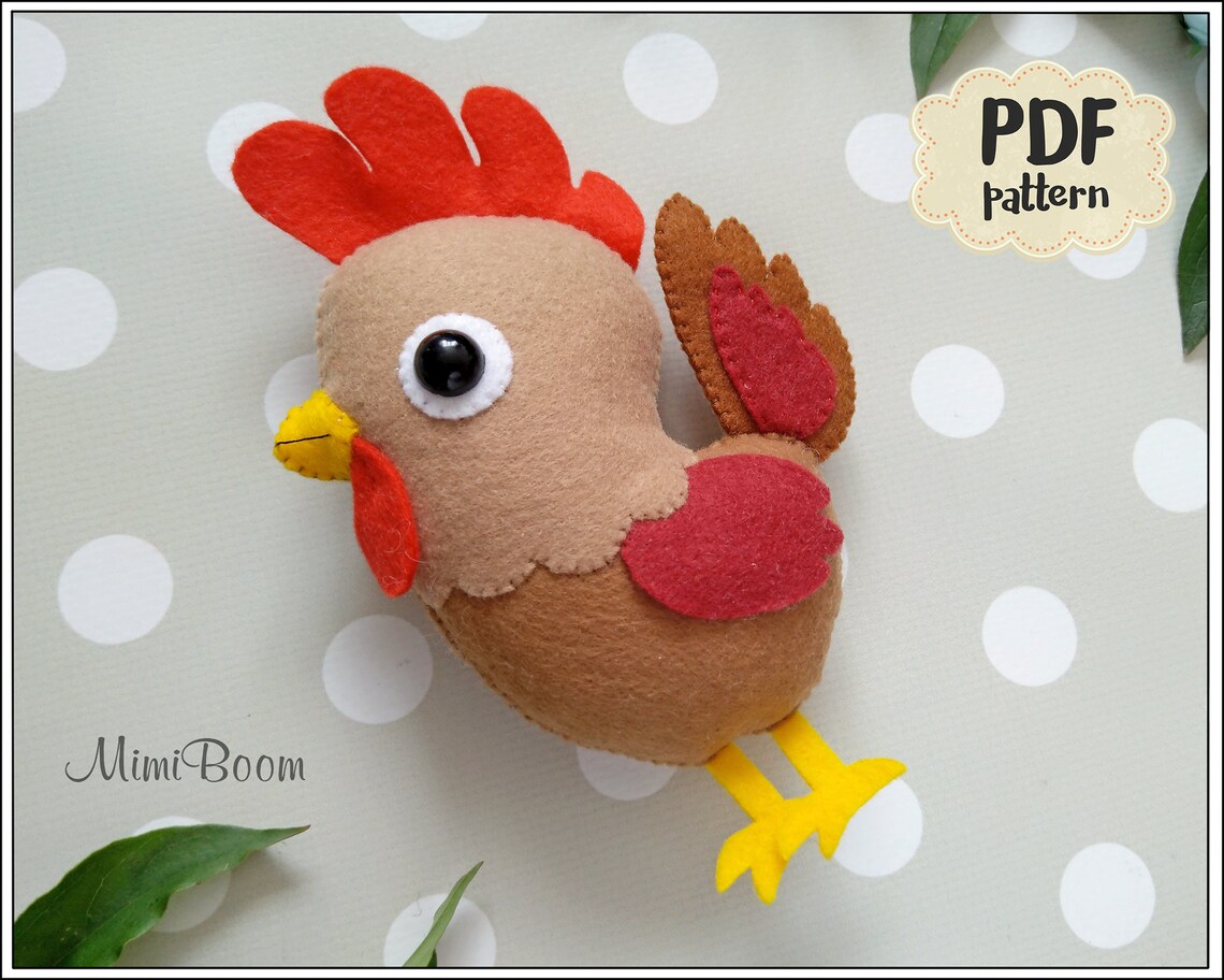 Rooster Ornament Pattern Felt Sewing Pattern Rooster PDF Tutorial ...