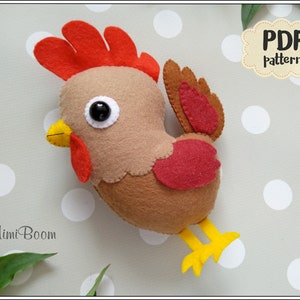 Rooster Ornament Pattern Felt Sewing Pattern Rooster PDF Tutorial ...