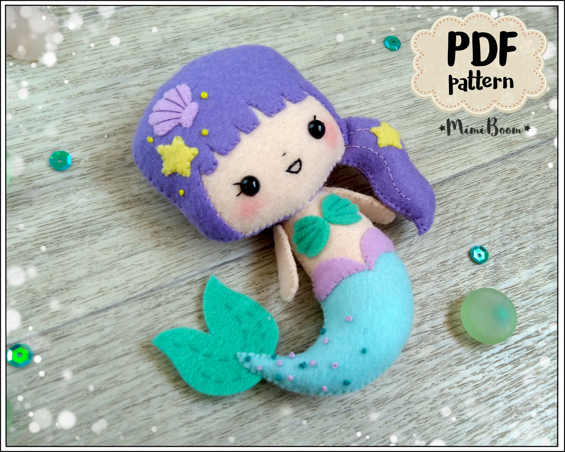 Mermaid Felt Pattern Cute Ornament Mermaid Doll Sewing Pattern - Etsy UK