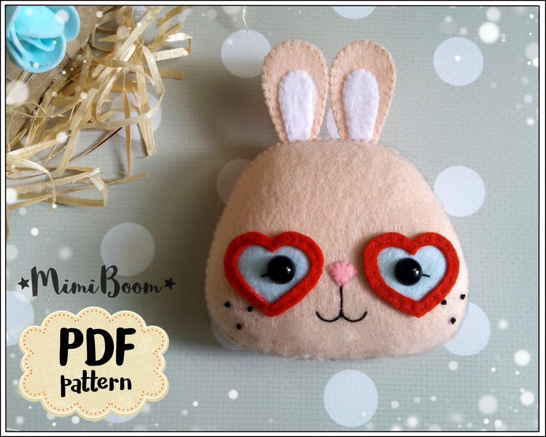Felt Bunny Pattern Valentines Day Pattern Rabbit in Love Pattern ...