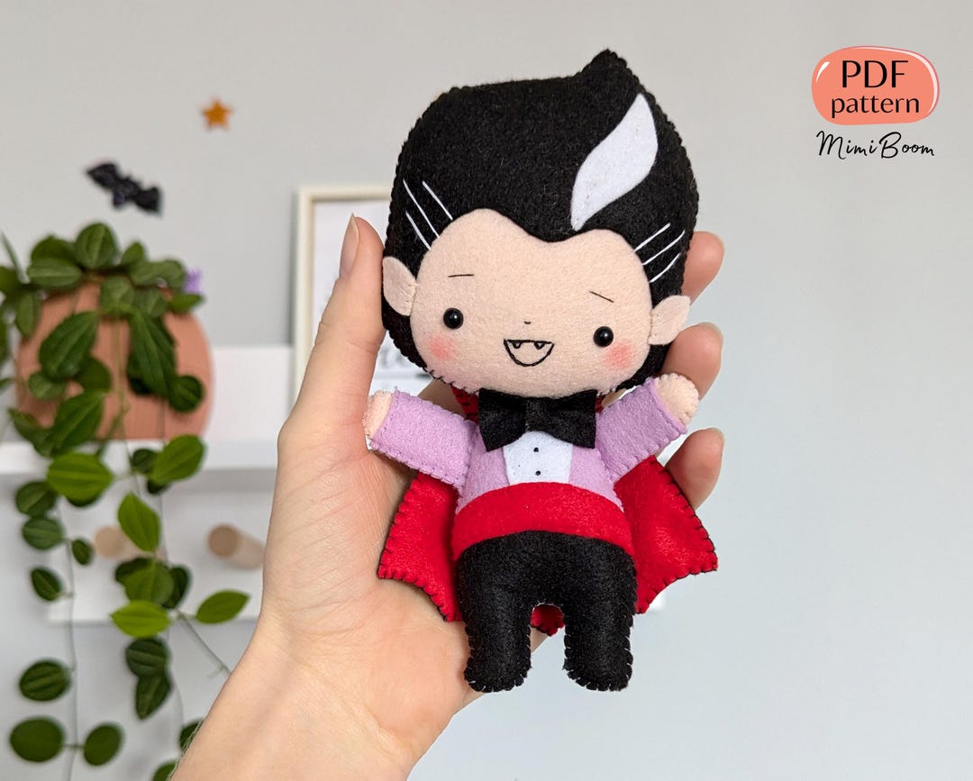 Adorable Little Dracula PATTERN Felt Halloween Ornament Cute Vampire ...
