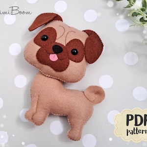 Pug Pattern Felt PDF Dogs Sewing Pattern Pugs Ornament DIY Dog Pattern ...
