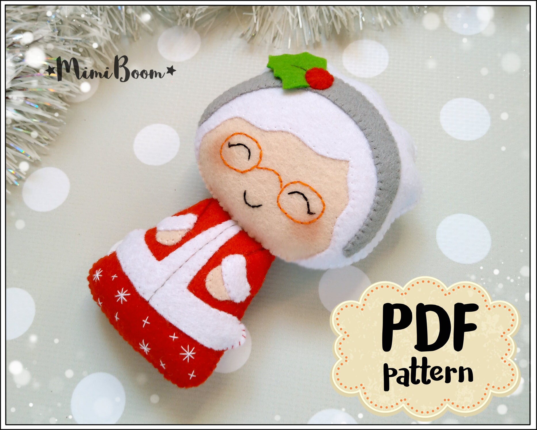 Mrs Claus Pattern Christmas Ornaments Felt Pattern Christmas - Etsy ...