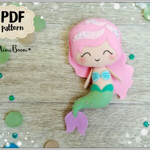 Felt Pattern Mermaid Cute Ornament Mermaid Sewing Pattern Kawaii ...