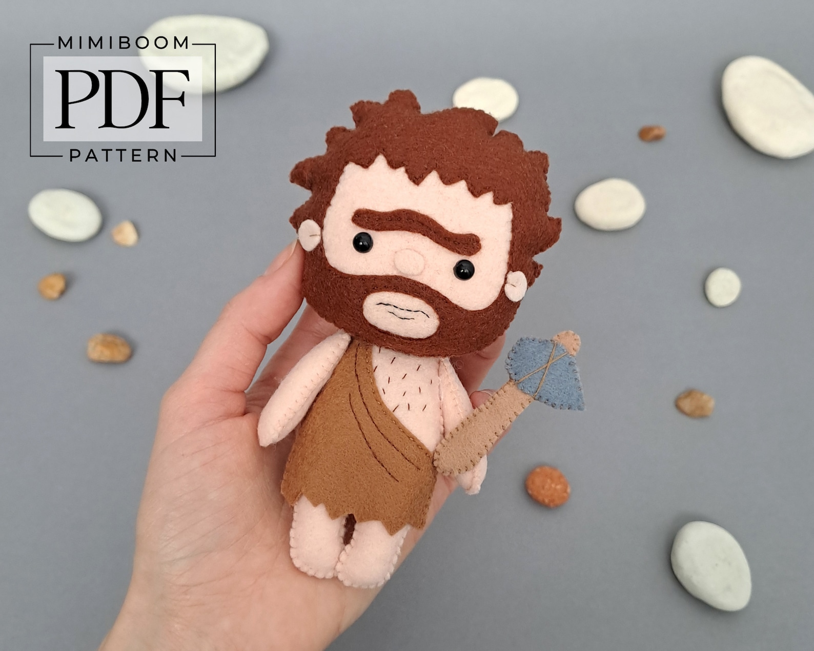 Neanderthal Pattern PDF Neanderthal Toy Pattern Felt Sewing Pattern ...