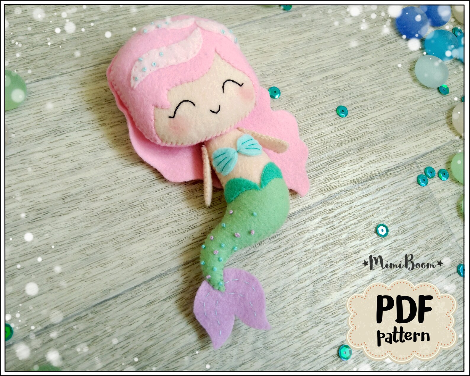 Felt Pattern Mermaid Cute Ornament Mermaid Sewing Pattern - Etsy