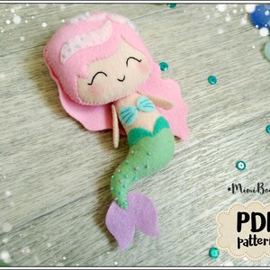 Felt Pattern Mermaid Cute Ornament Mermaid Sewing Pattern Kawaii ...