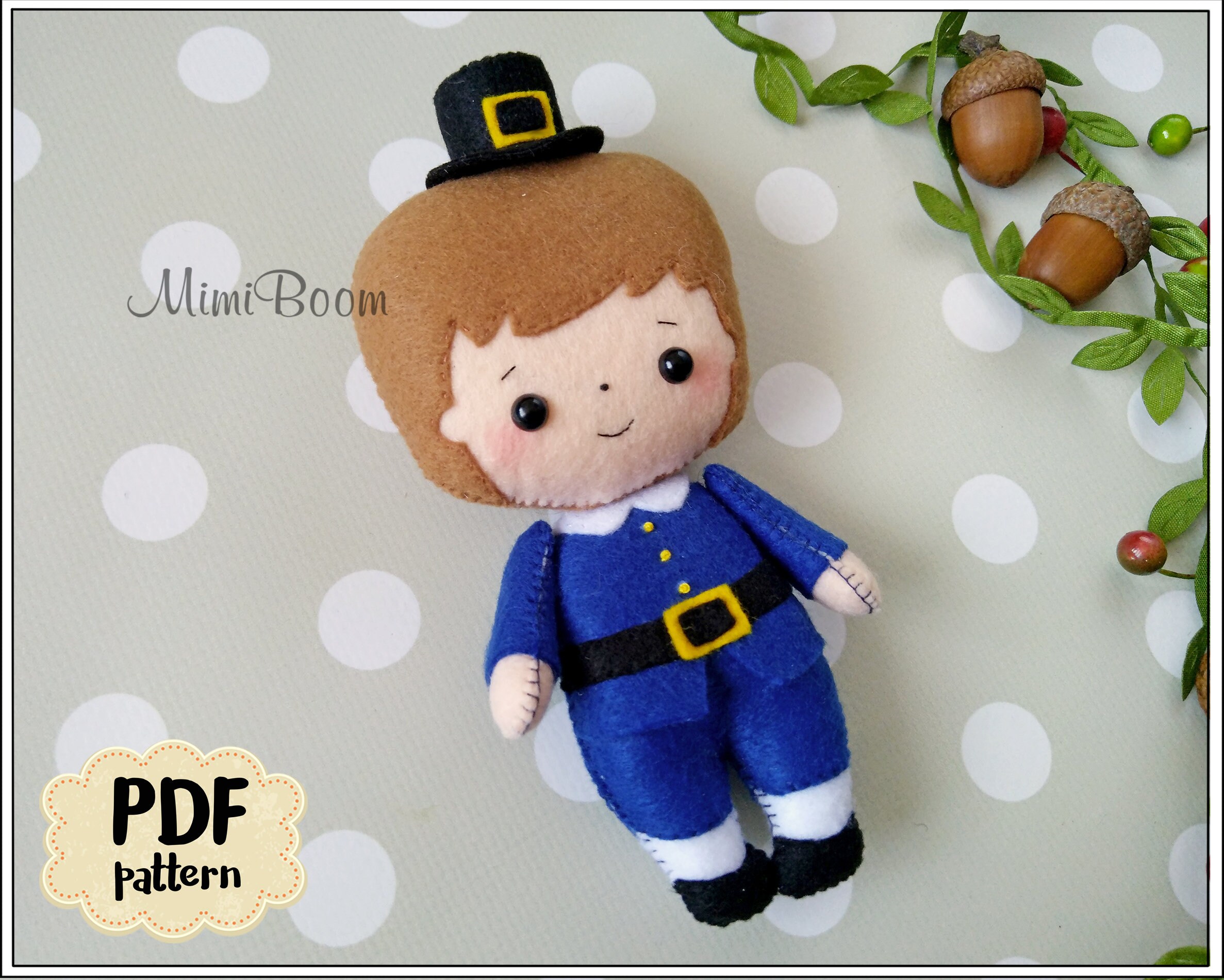 Thanksgiving Pattern Felt Pilgrim Pattern Thanksgiving Pilgrim - Etsy
