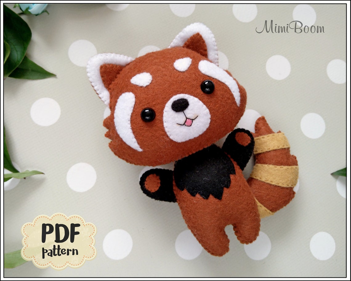 Cute Red Panda Pattern Felt Sewing Pattern Red Panda PDF | Etsy