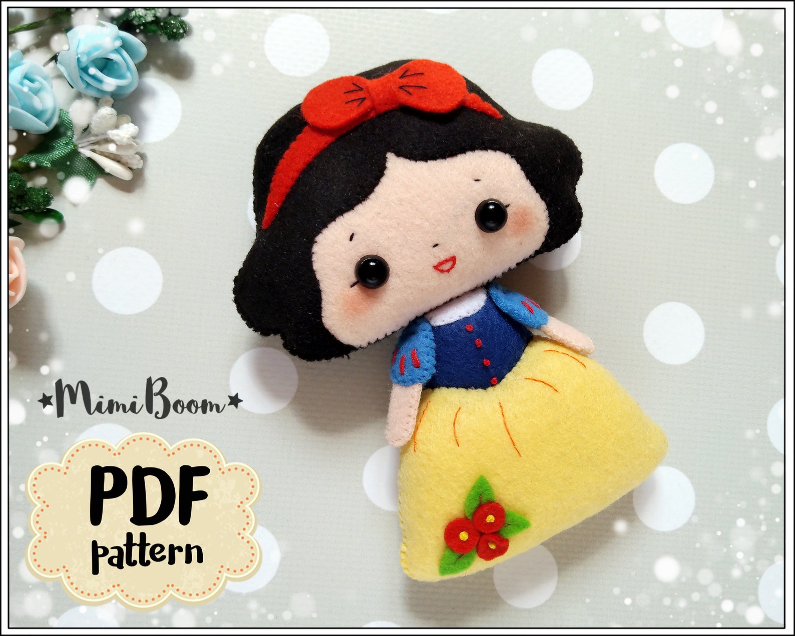 Snow White Pattern Felt Princess Pattern PDF Doll Pattern Cute - Etsy ...