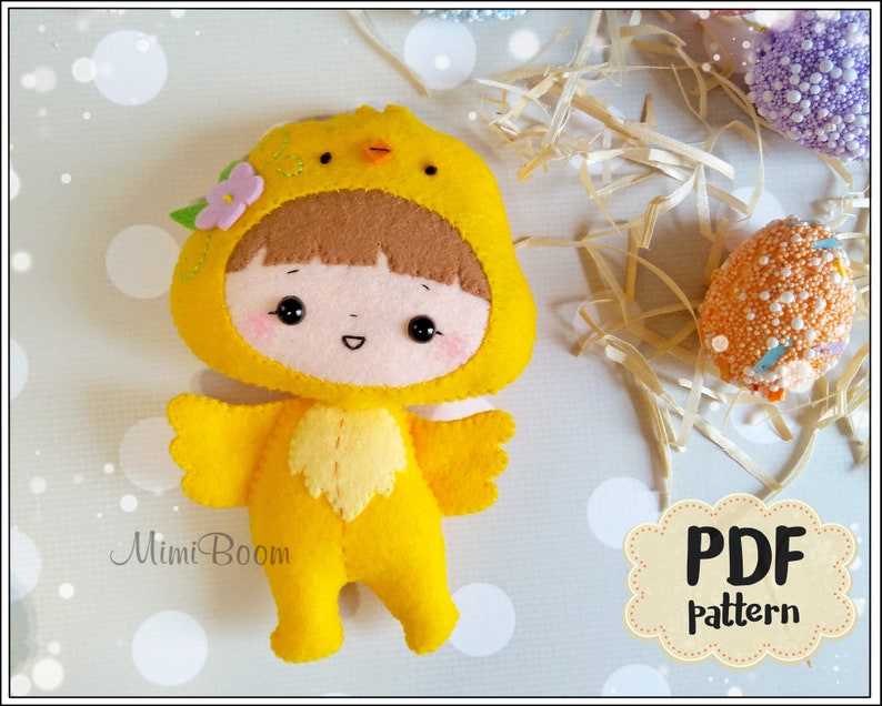Cute Easter Chicken Pattern PDF Easter Baby Pattern Felt Pattern PDF Easter Bird Pattern Felt ...