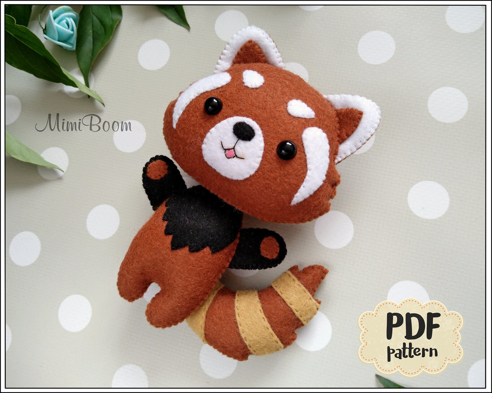 Cute Red Panda Pattern Felt Sewing Pattern Red Panda PDF - Etsy