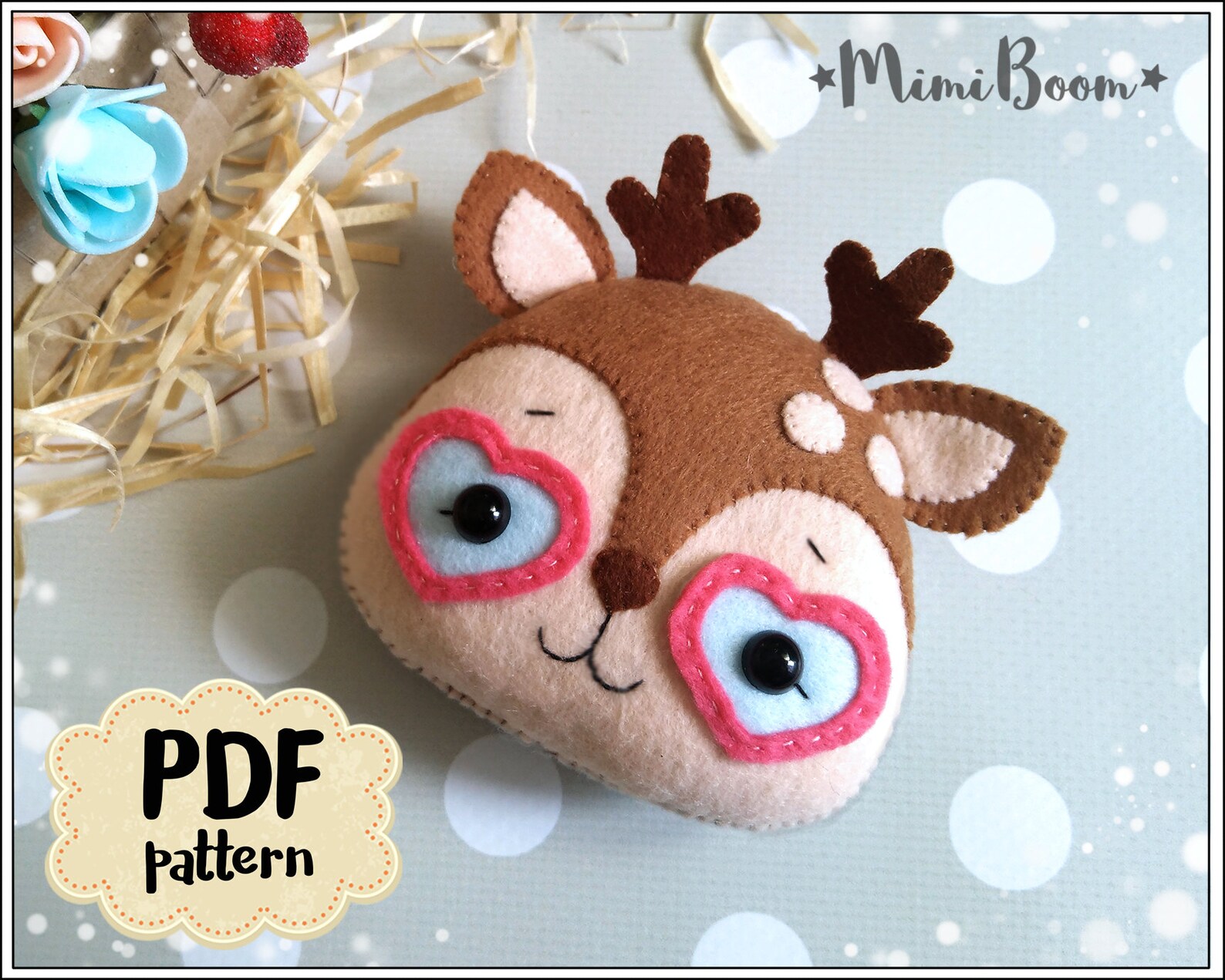 Felt Deer Pattern Valentines Day Pattern Deer Felt Pattern - Etsy
