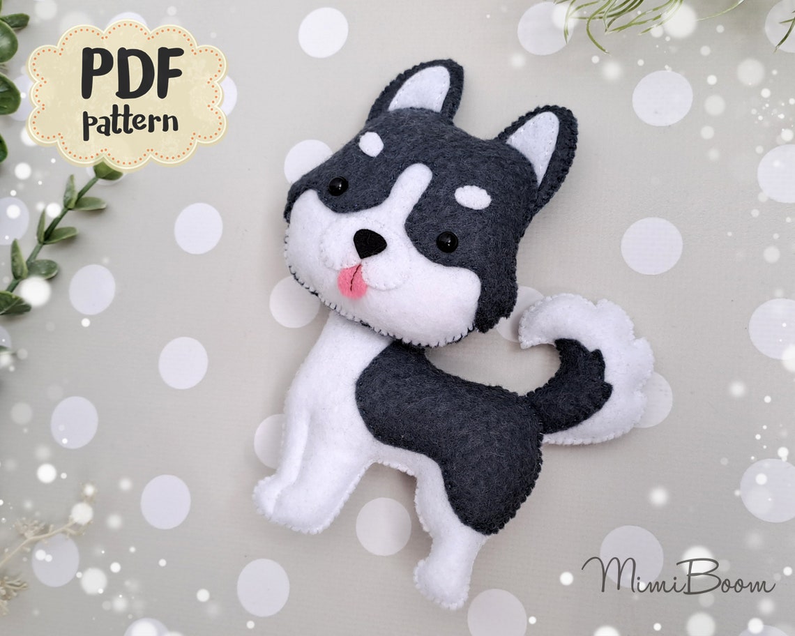 Siberian Husky Pattern Felt PDF Dogs Ornament DIY Easy Sewing Pattern ...