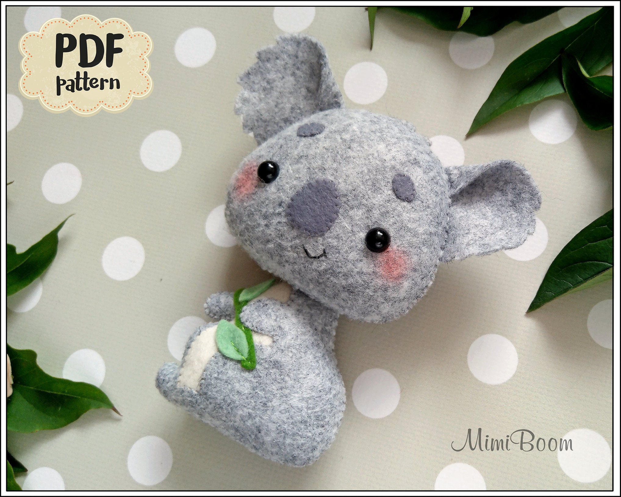 Felt Koala Pattern Felt Sewing Koala PDF Tutorial DIY Koala Plushie ...