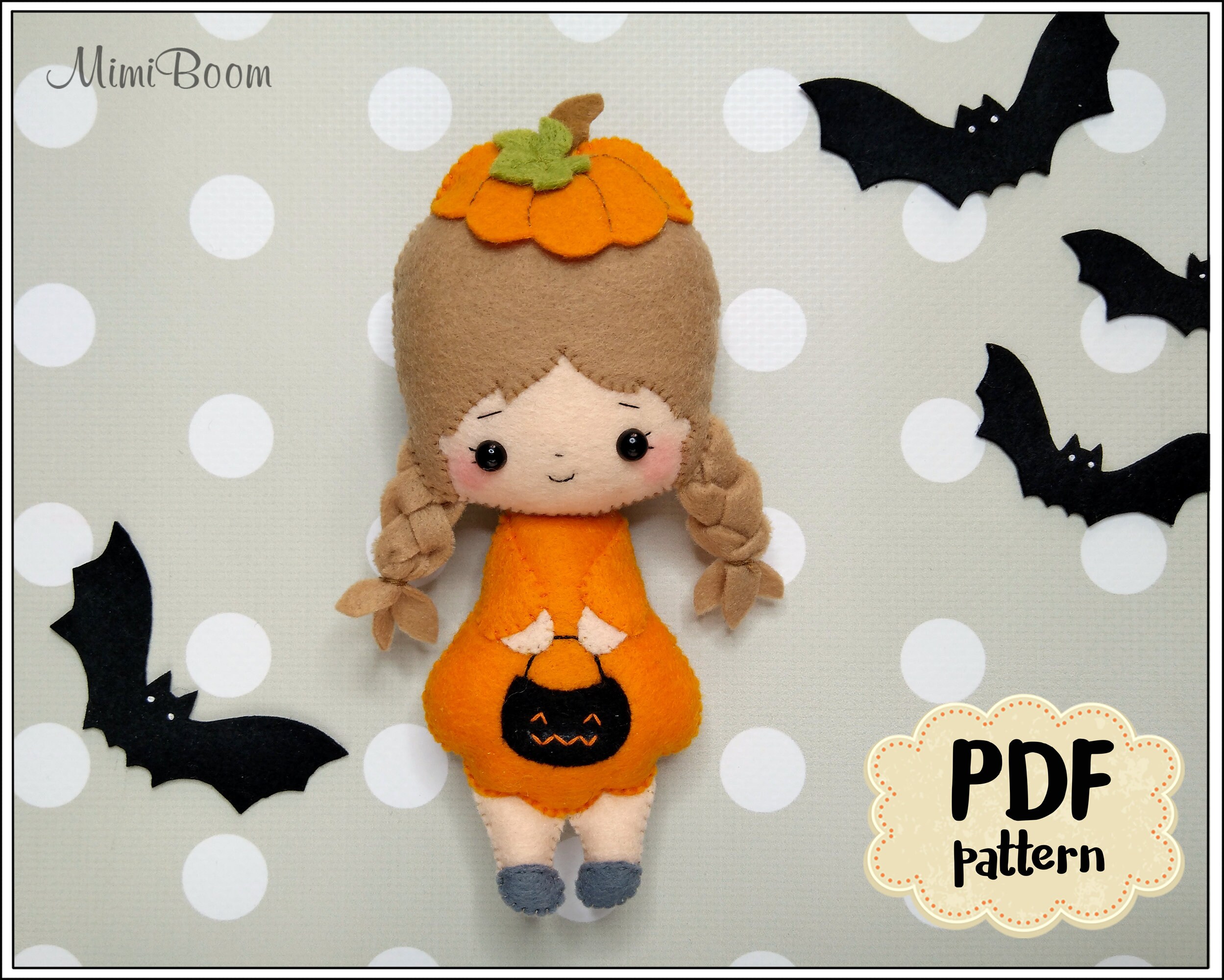 Cute Halloween Dolls Pattern Halloween Pumpkin Pattern Felt Halloween ...