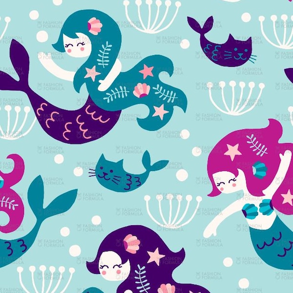 Mermaid Cotton Fabric - Etsy UK