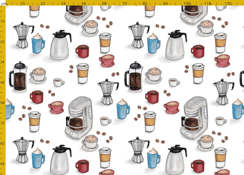 Coffee Espresso Caffetiere Cafe Fabric by Snarkharted - Etsy