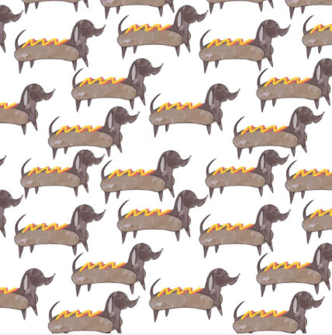 Hot Dog Fabric by Daisyhsteele - Fabric - Cotton/ Polyester/ Jersey ...