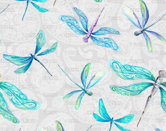 Dragonfly Fabric Dragonflies on Paisley by Gingerlique Dragonflies ...