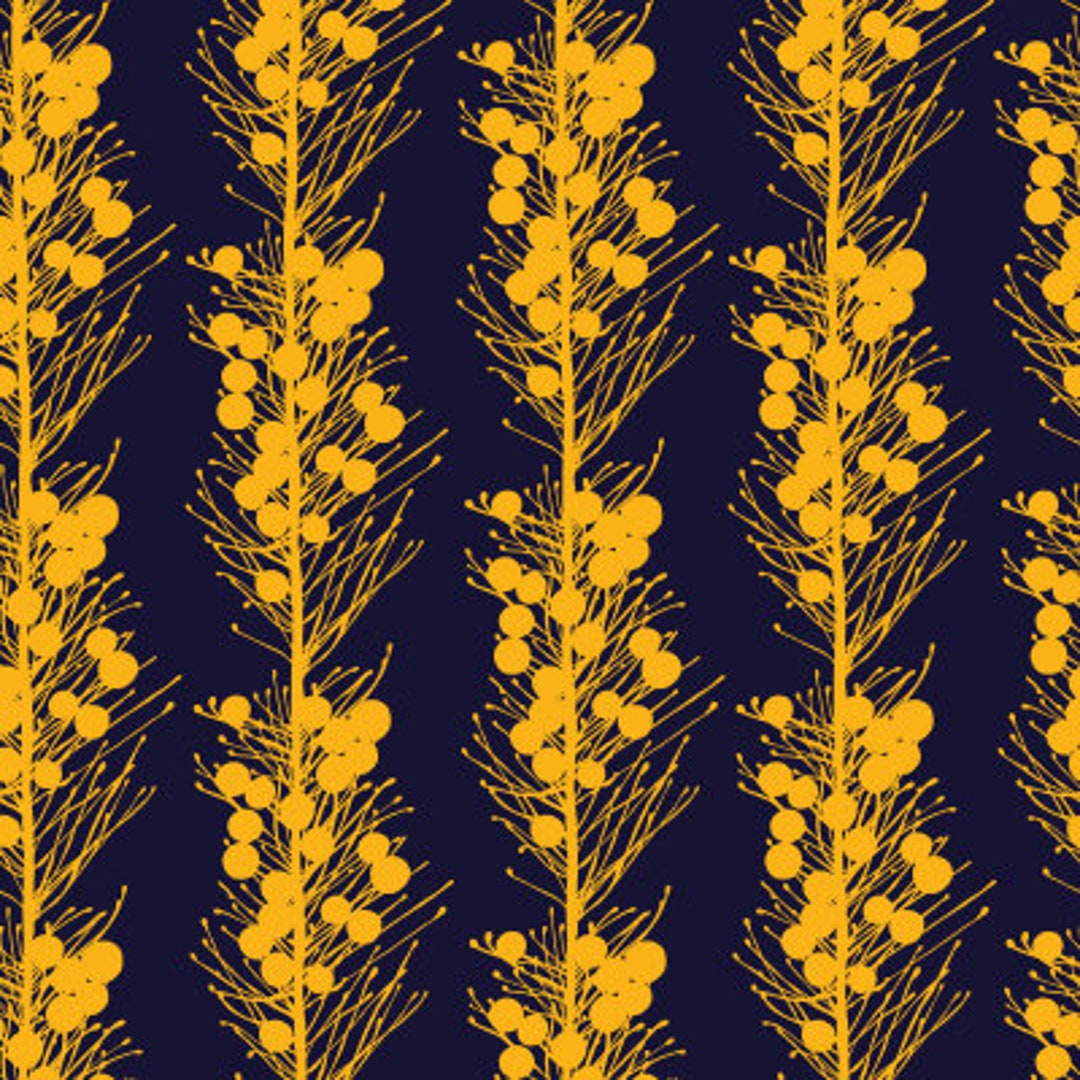 FOXTAIL SEEDS NAVY Fabric by Rachael Taylor Studios - Cotton/ Polyester ...