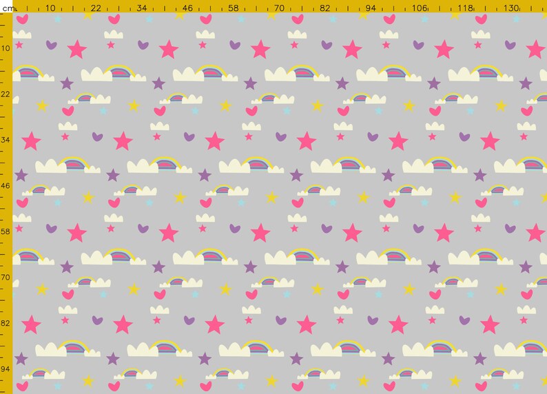 Cute Rainbow Grey Fabric by Bruxamagica - Cotton/ Polyester/ Jersey ...