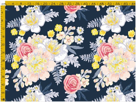 Bouquets of Light Flowers on the Dark Background Fabric by - Etsy