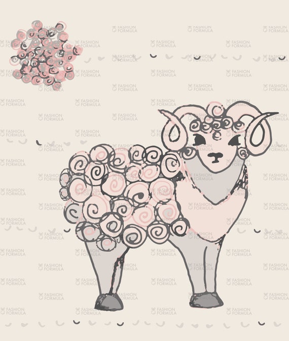Blushing Merino Sheep Fabric by Mariah_Girl Cotton/ | Etsy