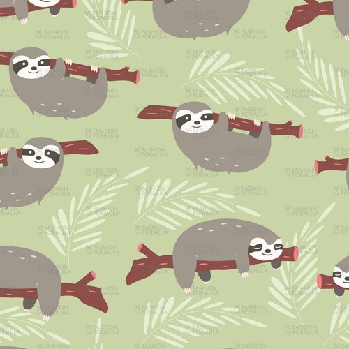 Blue Sloth Yellow Leaves Fabric Sloths in Action by Vo Aka - Etsy