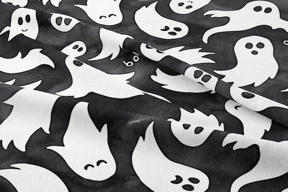 Watercolour Ghosts fabric by AdenaJ halloween Cotton/ | Etsy