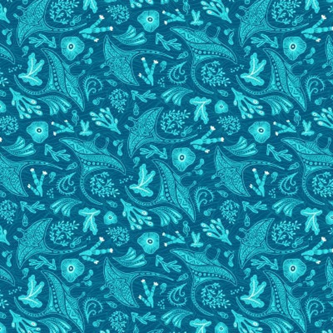 OCEAN IN BLUE Fabric - by Gingerlique - Cotton/ Polyester/ Jersey ...