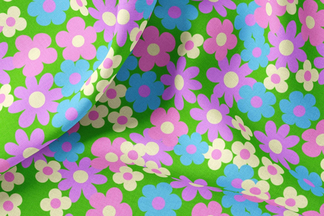 Spring Meadow on Green Fabric by Alice_apple - Cotton/polyester/jersey ...