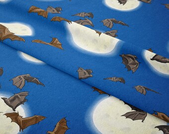 Bat Fabric Illustrated Vintage Bats Blue by Craftyscientists Anatomical ...
