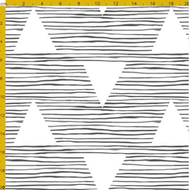 Painted Stripe With Negative Triangles Grey Fabric by - Etsy