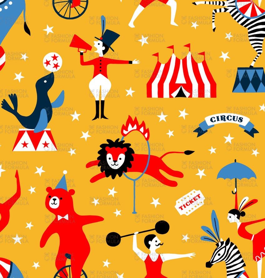 Big Top Retro Circus Fabric by Heleen_vd_thillart - Cotton/ Polyester ...