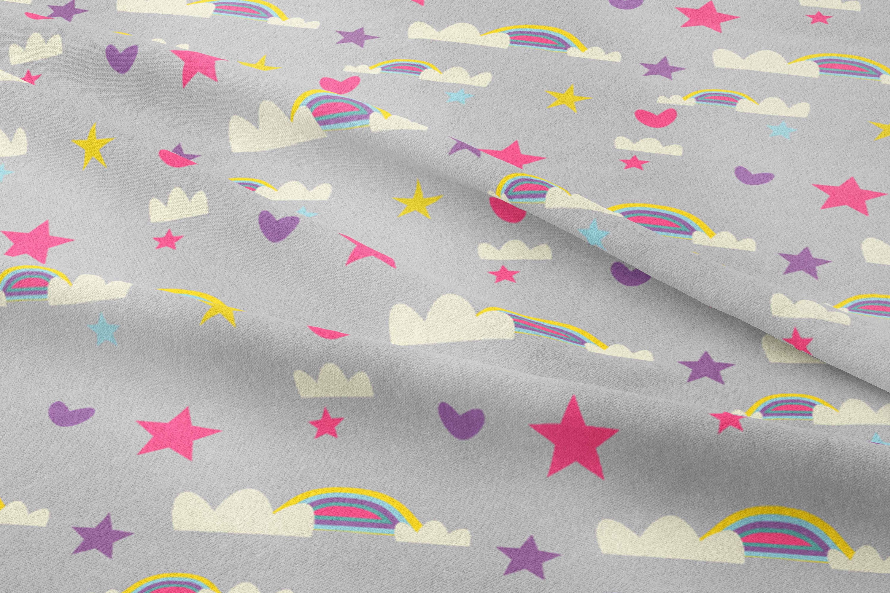 Cute Rainbow Grey Fabric by Bruxamagica - Cotton/ Polyester/ Jersey ...